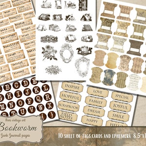Bookworm Junk Journal Kit,dark Academia, Reading Books, Author,vintage ...