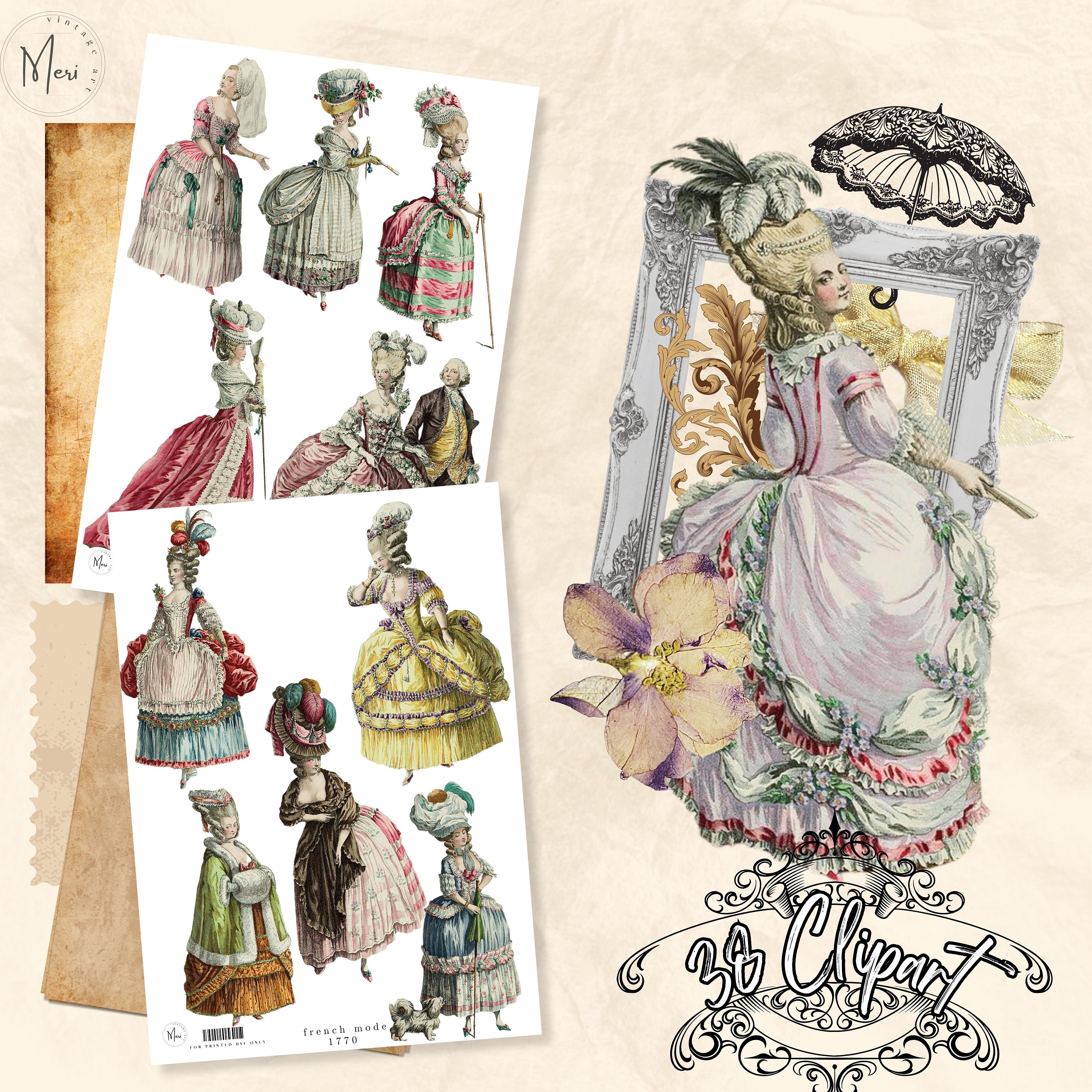 Vintage French Fashion Ephemera Fussy Cut, Mode Parisienne , Junk ...