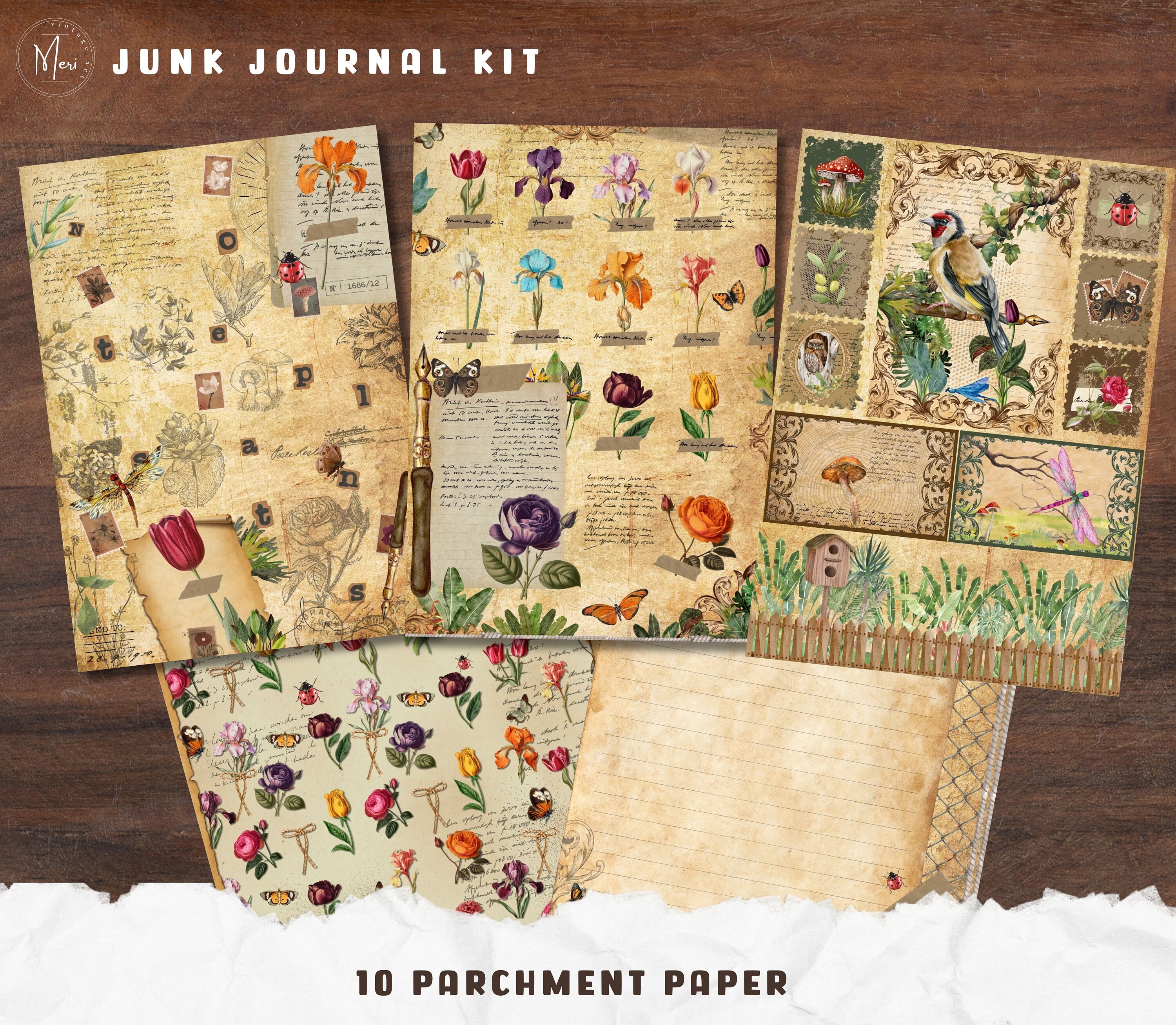Garden Ephemera ,junk Journal Kit,vintage,printable Scrapbook Papers ...