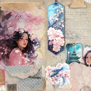 Sakura Blossom Junk Journal,printable Scrapbook Paper,ephemera,cherry ...