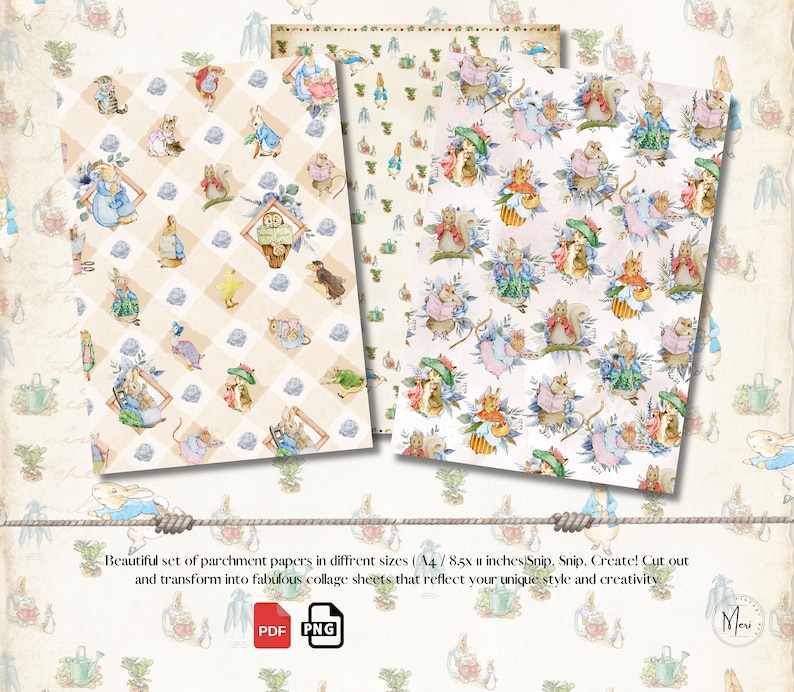 PETER RABBIT Junk Journal Kit, Printable Scrapbook Papers, Digital ...