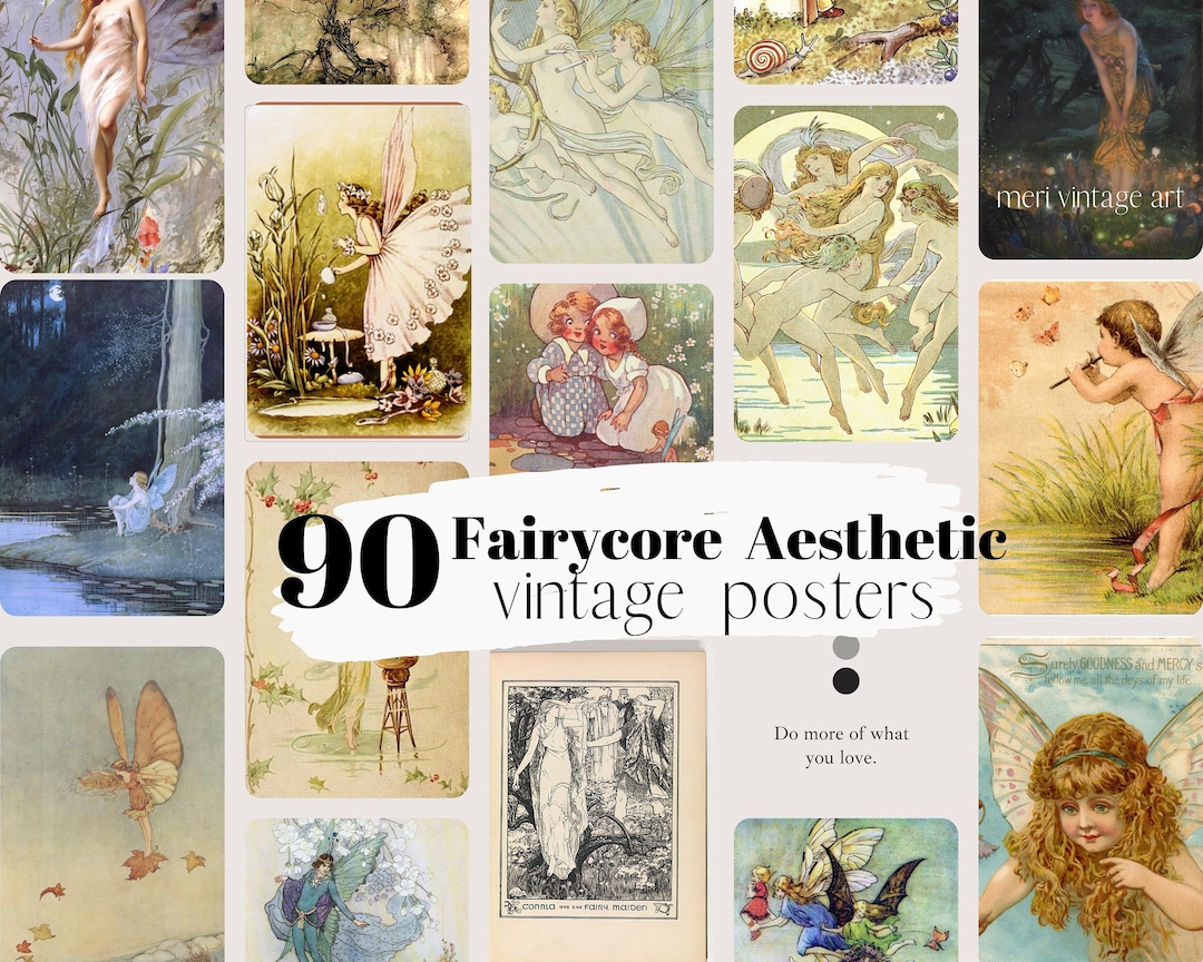 Retro Fairy 90 Posters and Illustration,printable Fairy Ephemera Pack ...