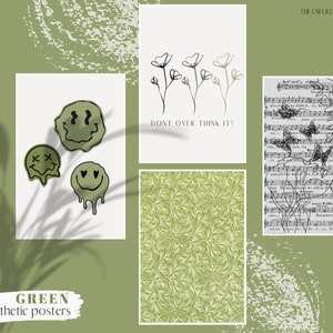 Soft Green Grunge Aesthetic Posters,vintage Room Decor,indie Room Decor ...
