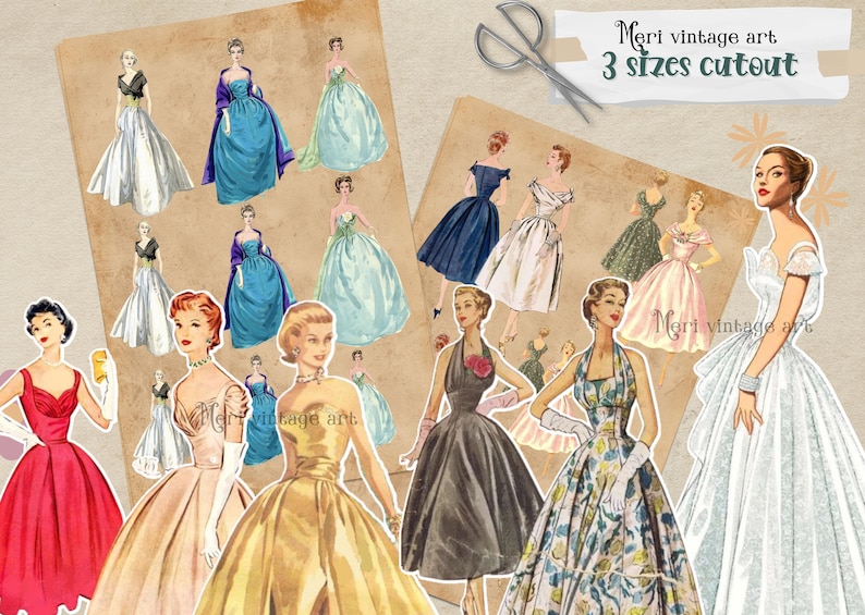 Vintage Women Fashion Ephemeraevening DRESSES Fussy - Etsy