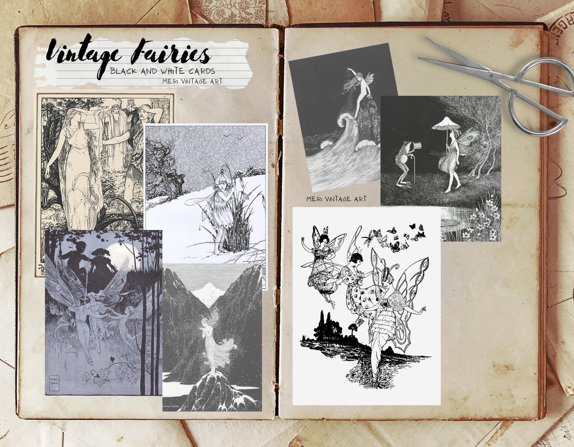 Retro Fairy Fussy Cuts,printable Fairy Ephemera Pack, Junk Journal Kit ...