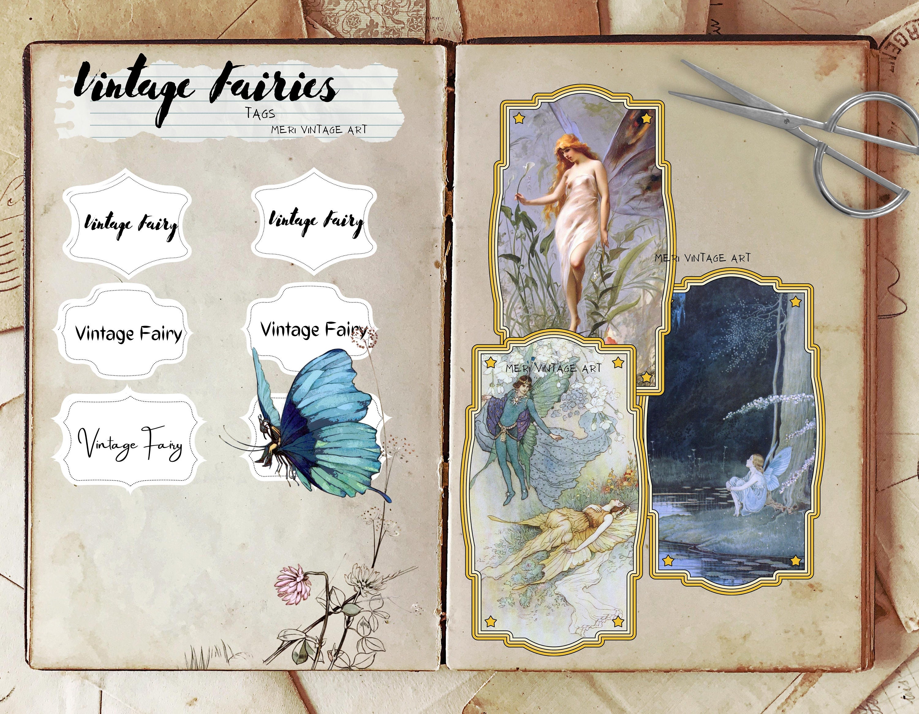 Retro Fairy Fussy Cuts,printable Fairy Ephemera Pack, Junk Journal Kit ...
