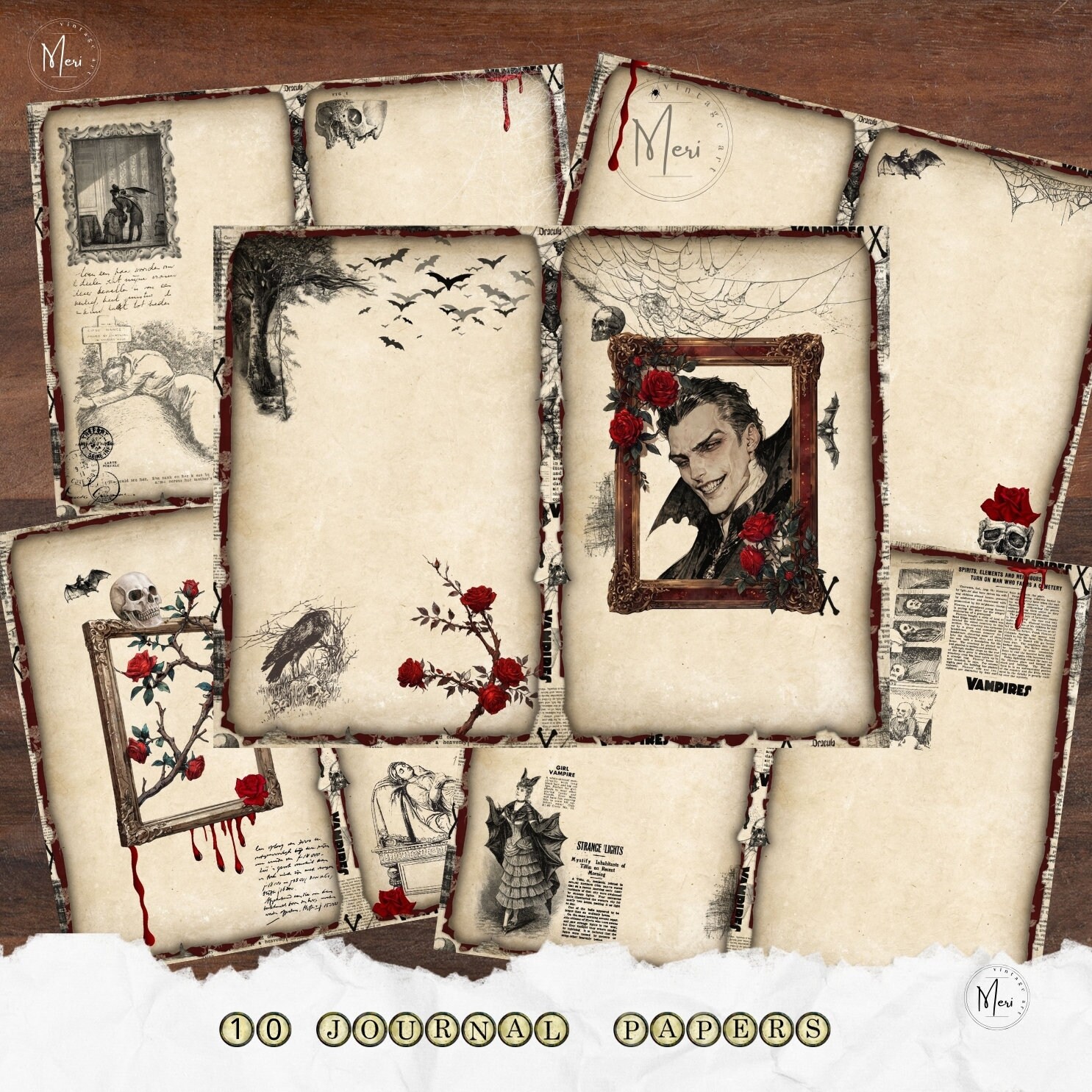 Dracula's Haunted Pages, Grunge Mystery Junk Journal Kit, Vampire ...