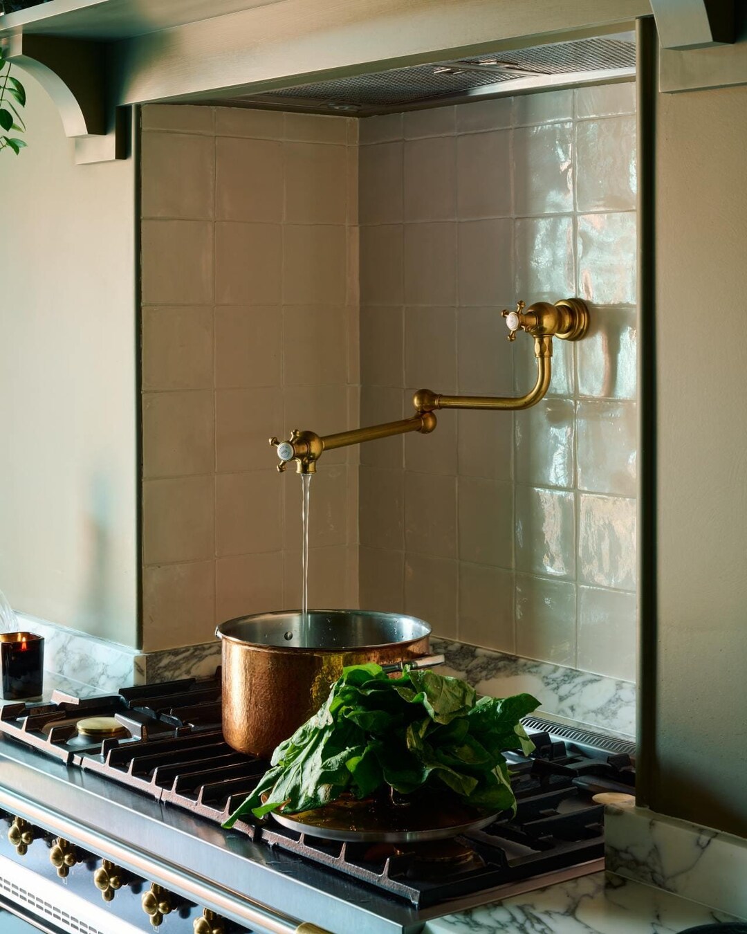 Unlaqured Brass Pot Filler Folding Tap Dual Handles-swing Arm Kitchen ...