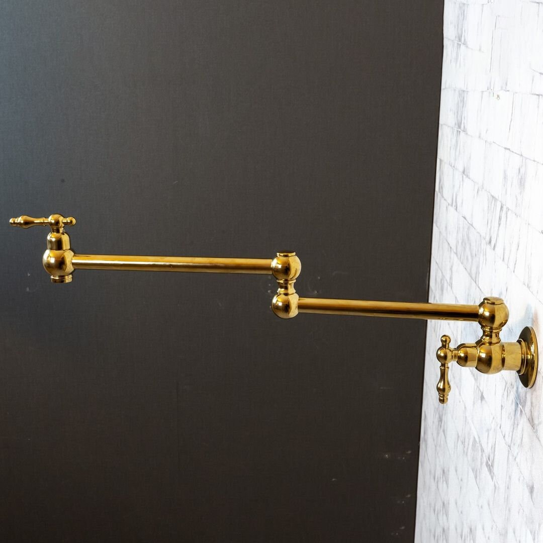 Unlaqured Brass Pot Filler Folding Tap Dual Handles-swing Arm Kitchen ...