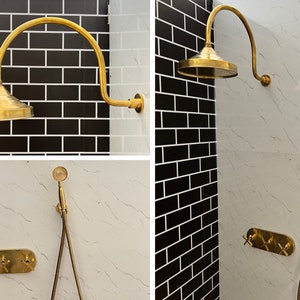 Handcrafted Solid Brass Shower Head and Handheld Set,wall Mounted ...