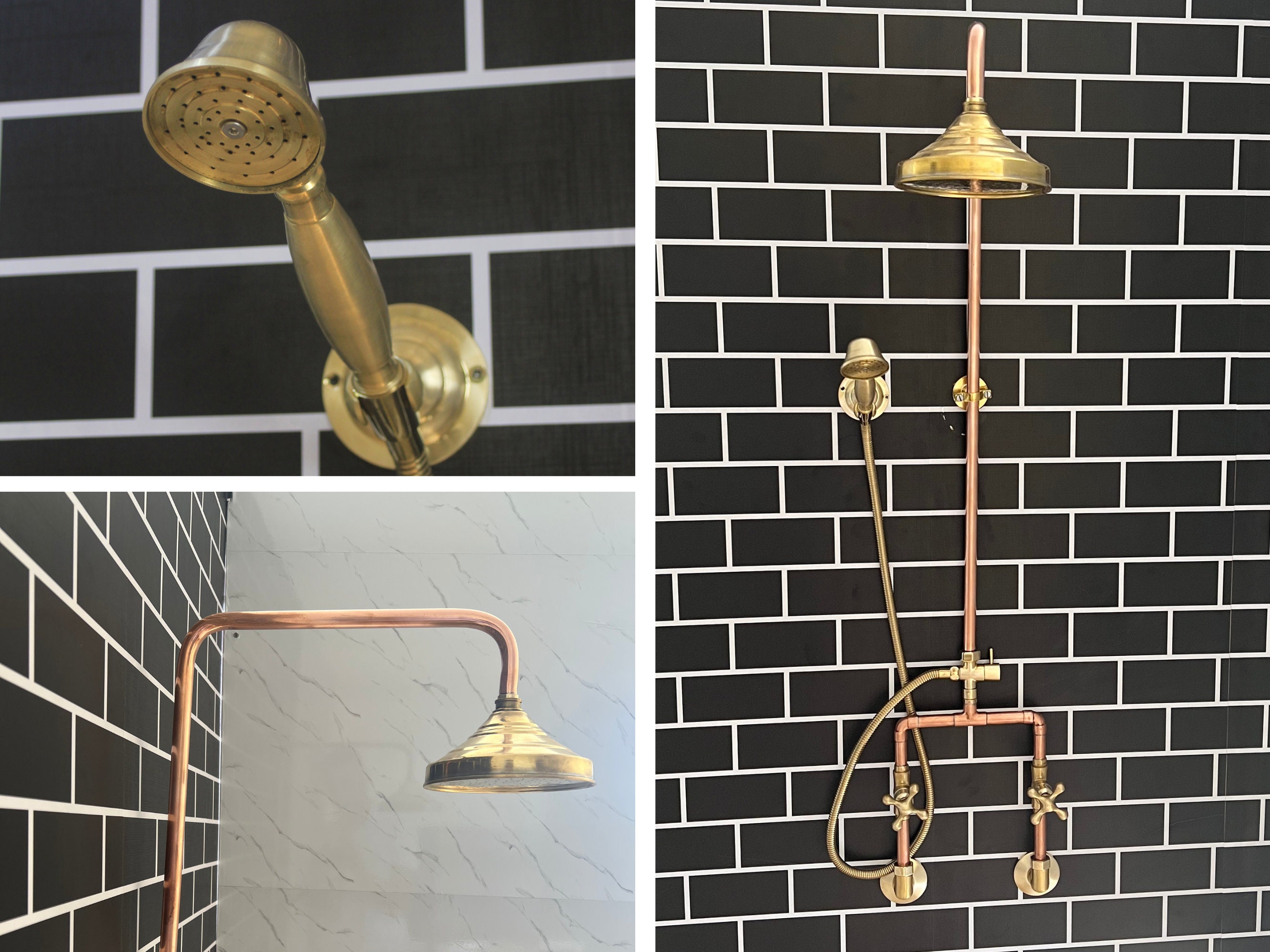 Handmade Copper Outdoor Shower , 2 Outlet Wall Mounted Copper Shower ...