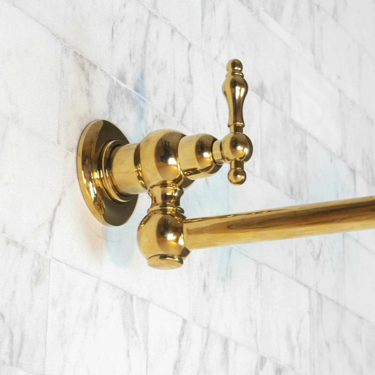 Unlaqured Brass Pot Filler Folding Tap Dual Handles-swing Arm Kitchen ...