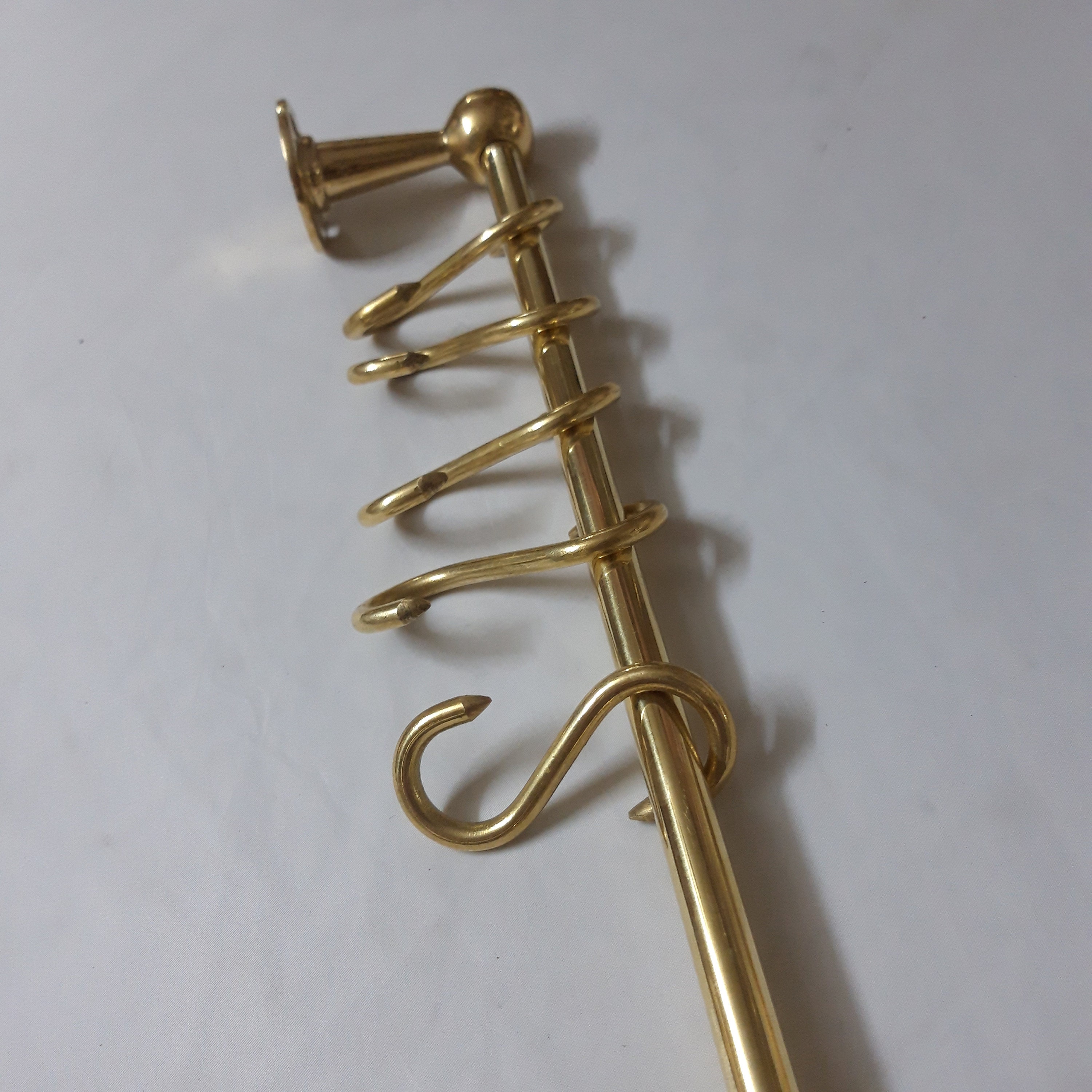 Unlacquered Brass Wall Mounted Organizer Rack With 10 Hooks - Etsy