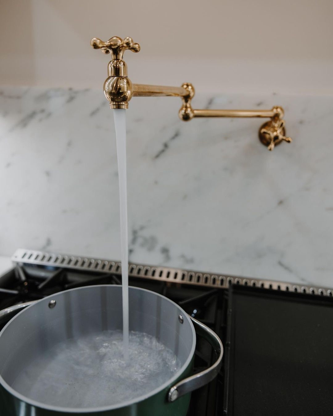 Unlaqured Brass Pot Filler Folding Tap Dual Handles-swing Arm Kitchen ...