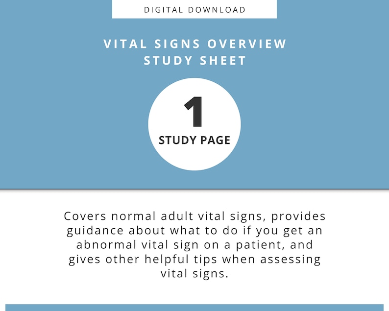 Vital Signs Overview Study Sheet | Nursing School Students | Digital ...