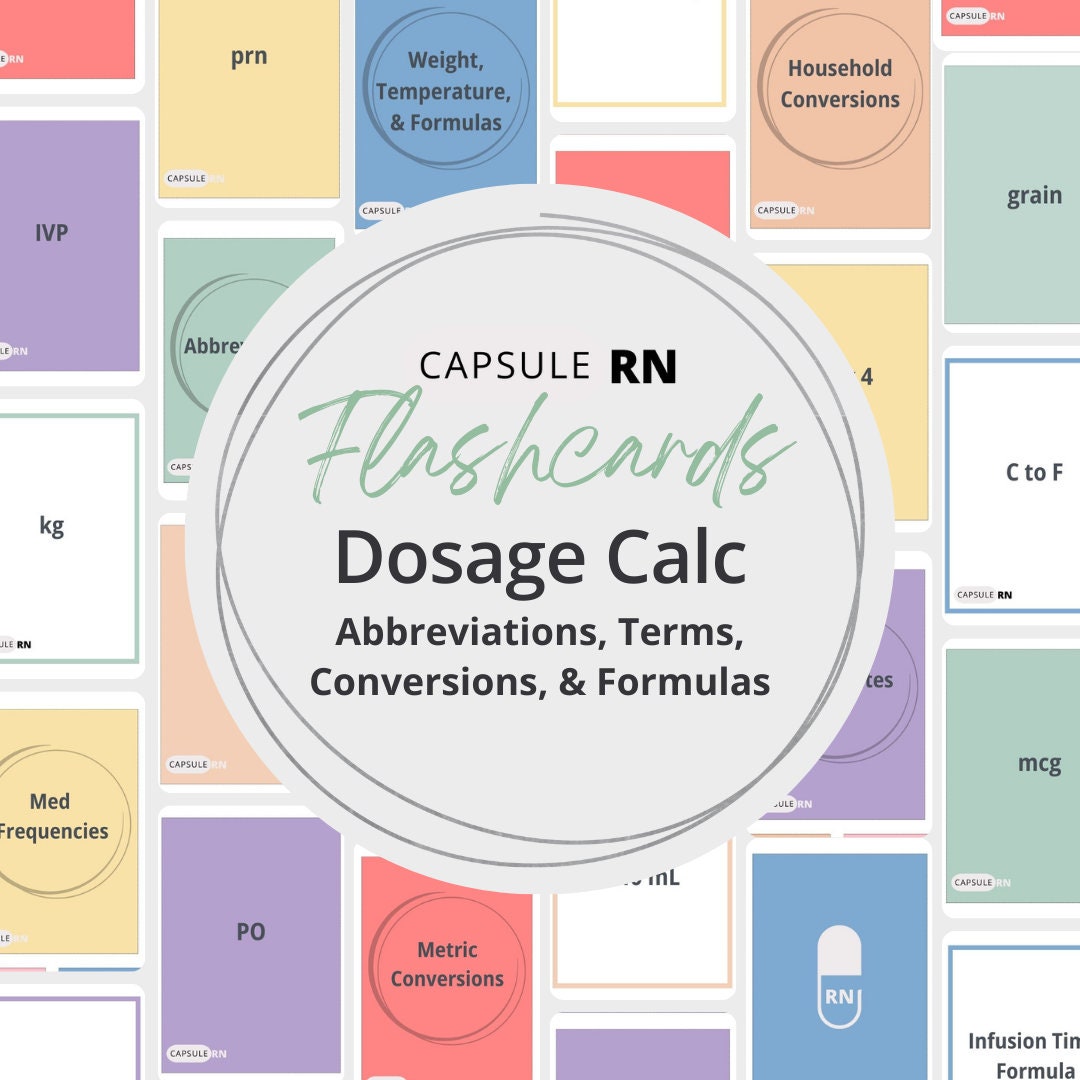 Flashcards for Dosage Calculation Exam | Terms, Abbreviations ...