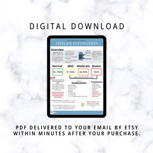 Oxygen Saturation Study Sheet | Nursing School Students | Digital ...