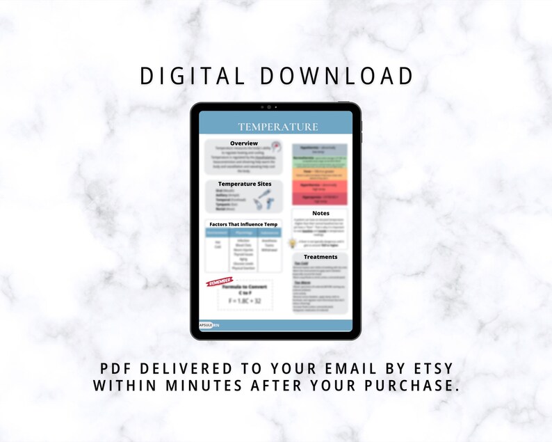 Temperature Study Sheet | Nursing School Students | Digital Download - Etsy