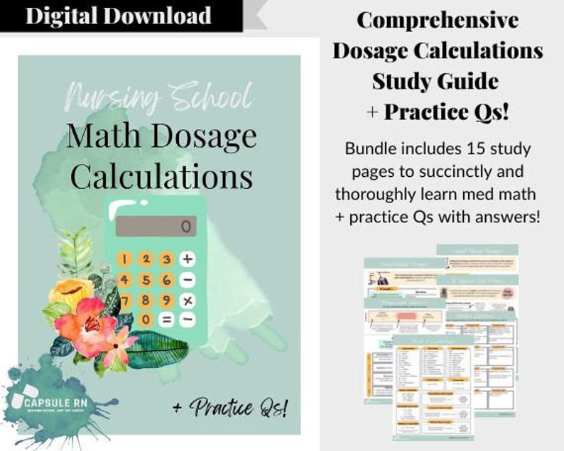 Nursing Dosage Calculations Comprehensive Study Guide - Etsy