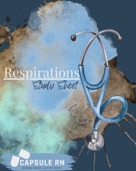 Respirations Study Sheet Nursing School Students Digital - Etsy