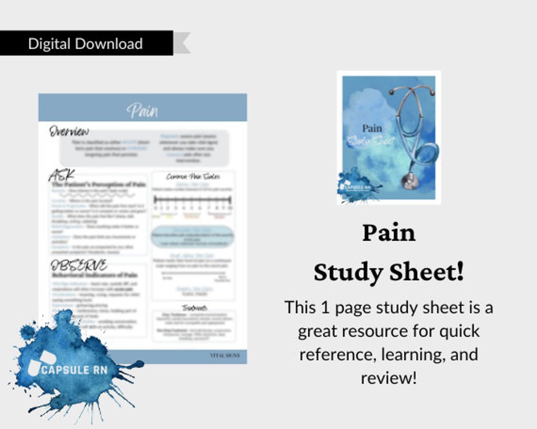 Pain Study Sheet Nursing School Students Digital Download - Etsy
