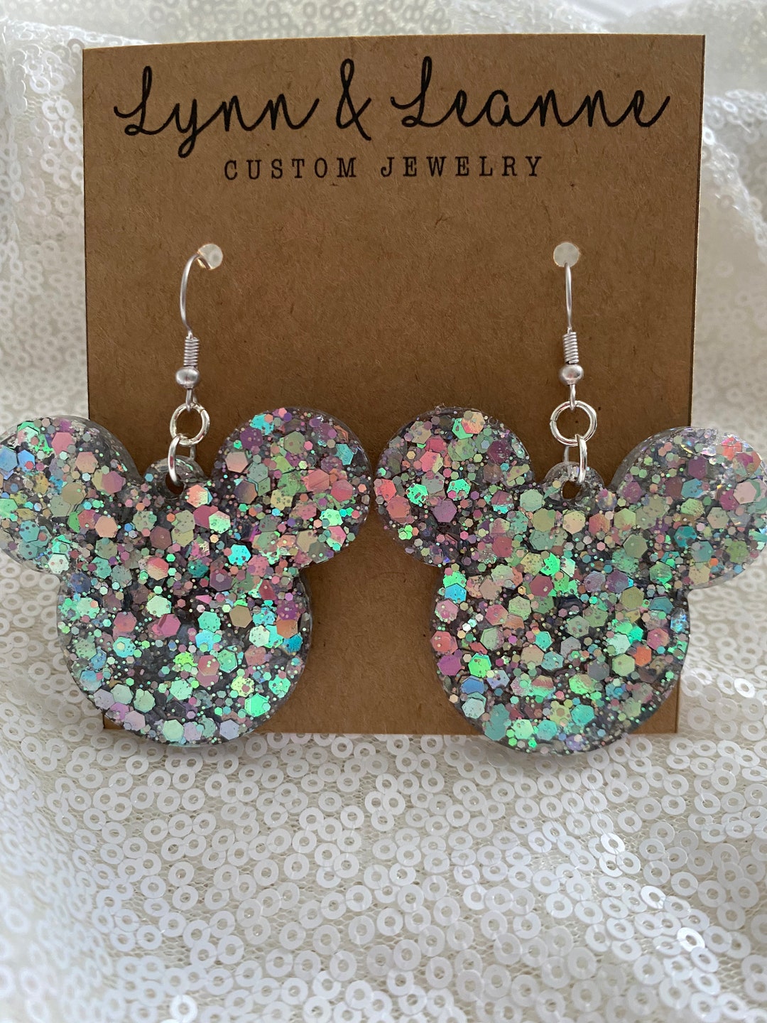 Magical Mouse Jumbo Silver Holographic Dangle Earrings, Trip to Disney ...