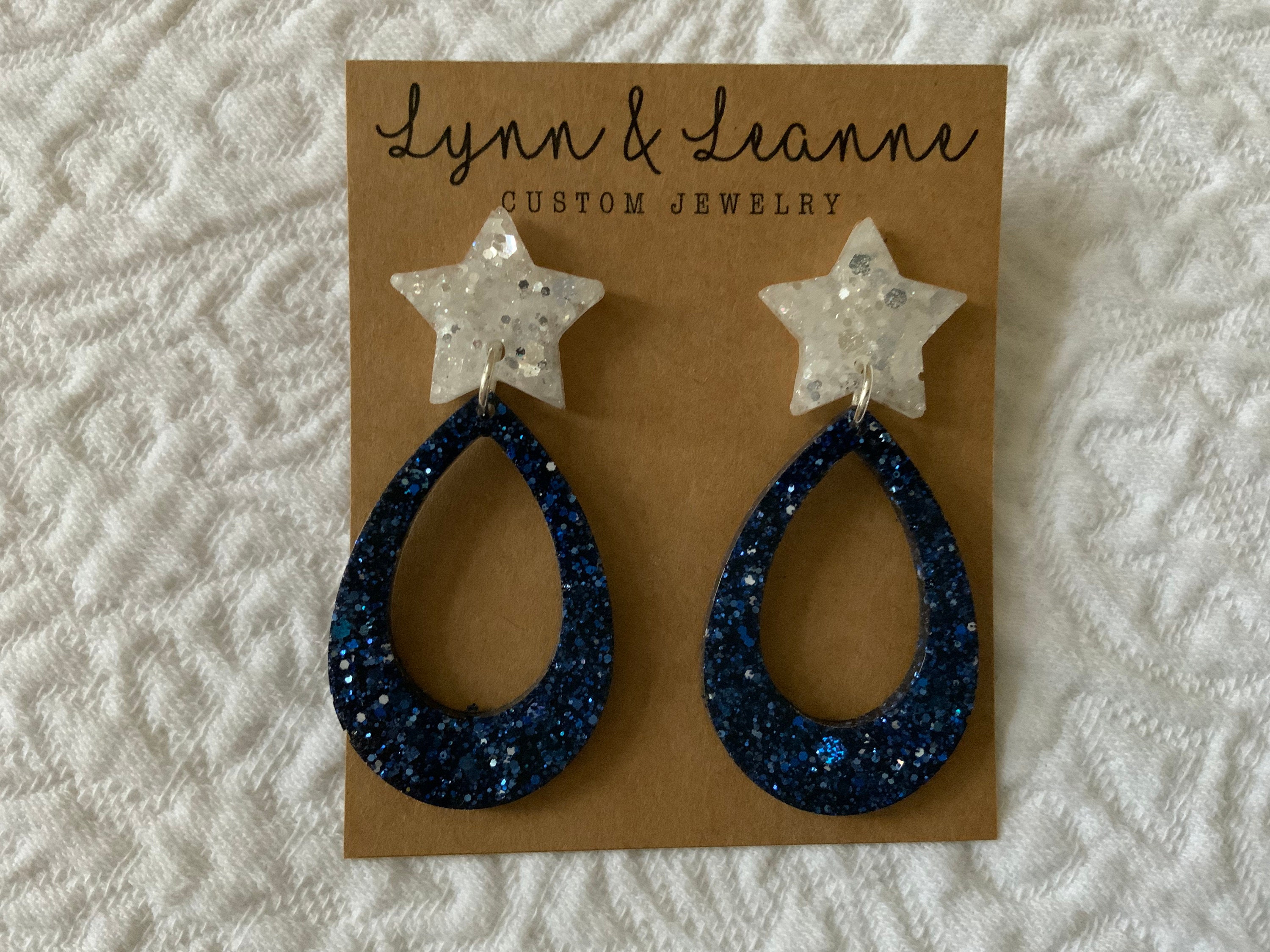 Dallas Cowboy Star and Hoop Chunky Glitter Resin Dangle - Etsy