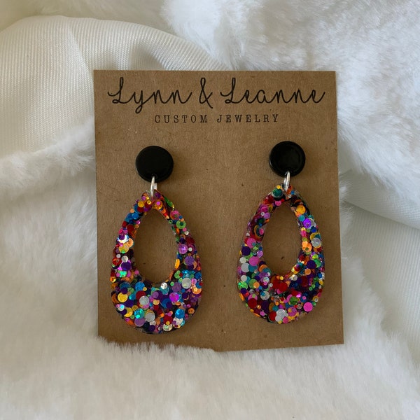 Resin Hoop Earrings - Etsy