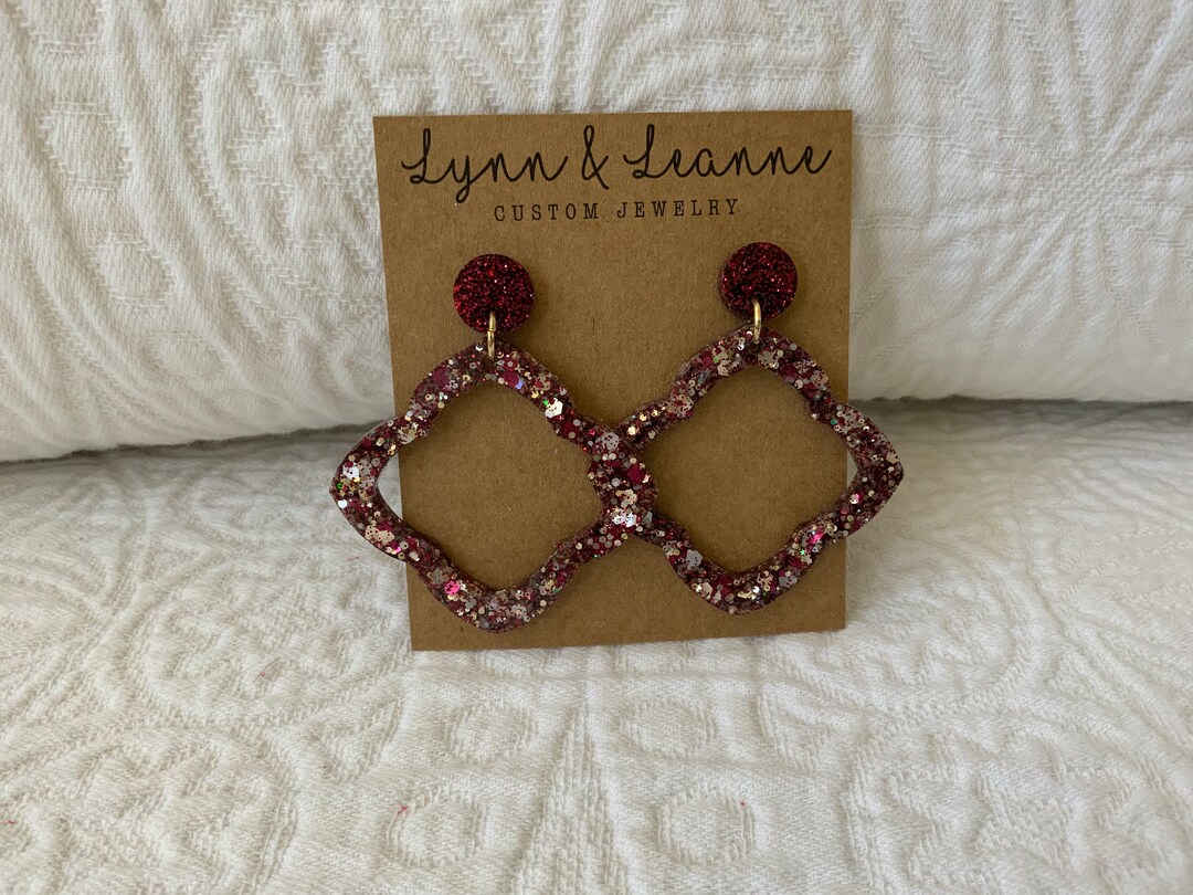 Team Spirit Maroon and Gold Glitter Resin Earrings, Maroon and Gold ...