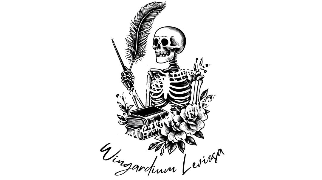Wingardium Leviosa Skeleton SVG, Gothic Wizardry Wall Décor, Quirky ...