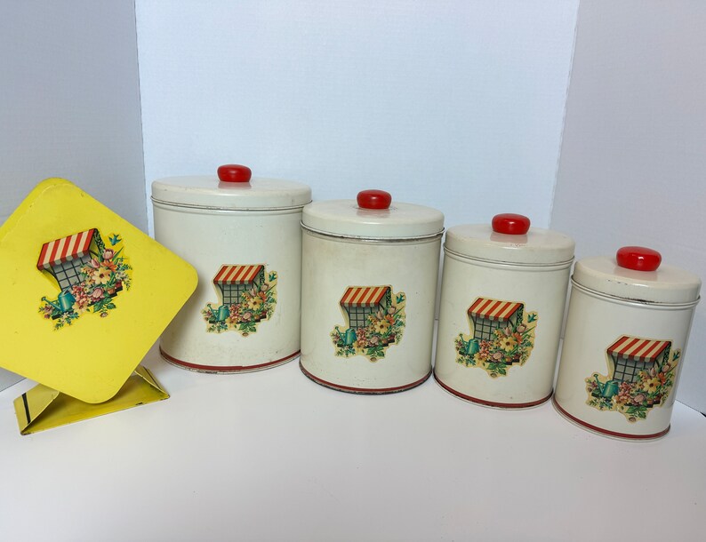 Vintage Floral 1930s-1950s Food Storage & Sani Can Set - Etsy