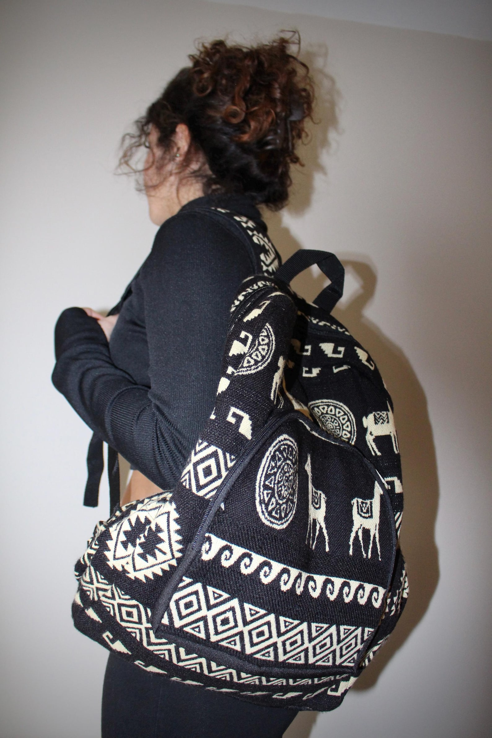 Handmade Ecuadorian Alpaca Tribal Backpack- Black - Etsy