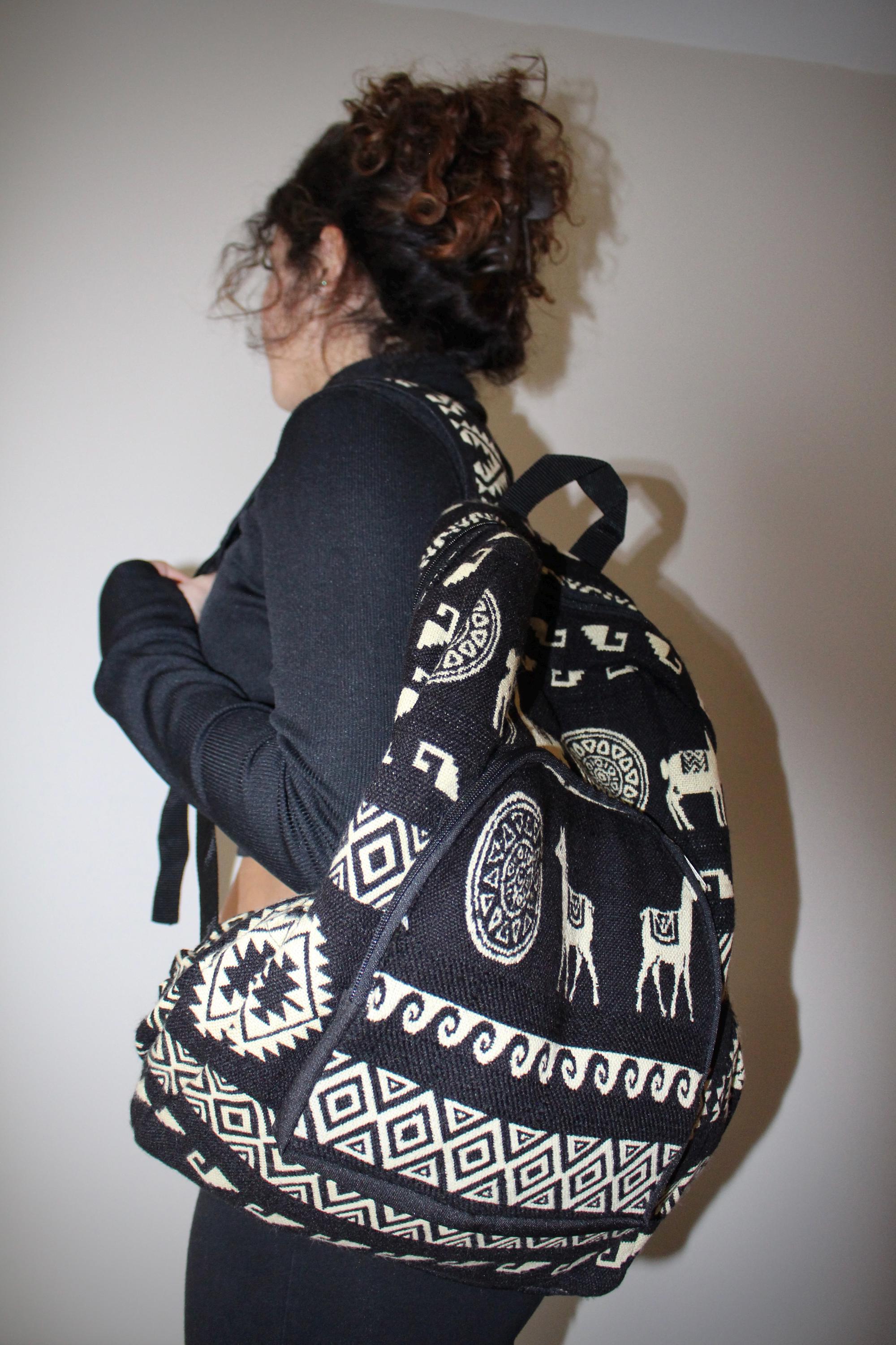 Handmade Ecuadorian Alpaca Tribal Backpack- Black - Etsy