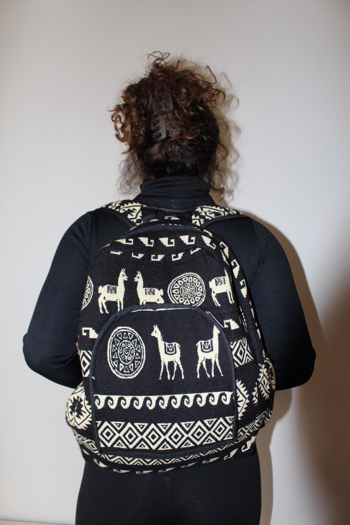 Handmade Ecuadorian Alpaca Tribal Backpack- Black - Etsy