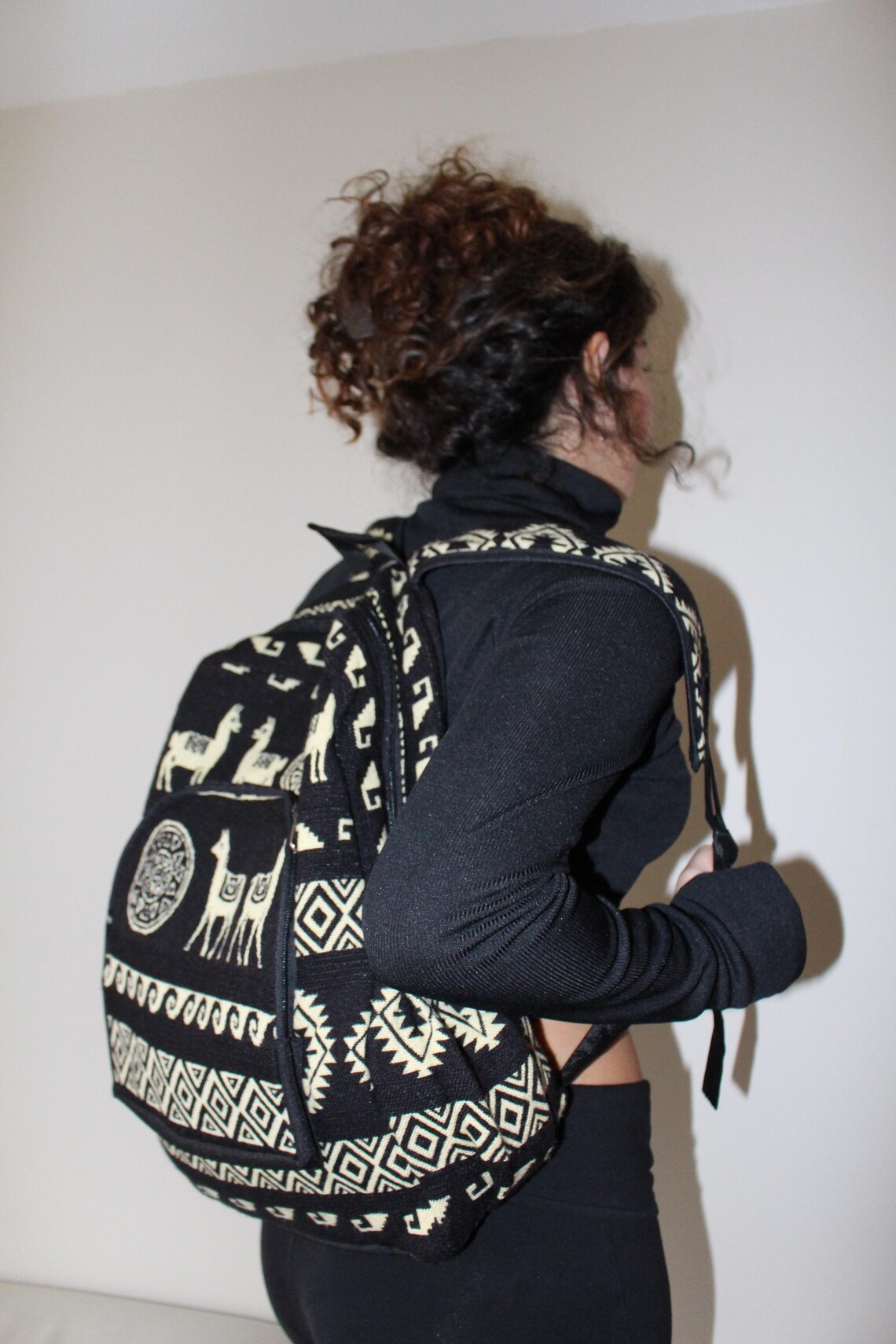 Handmade Ecuadorian Alpaca Tribal Backpack- Black - Etsy