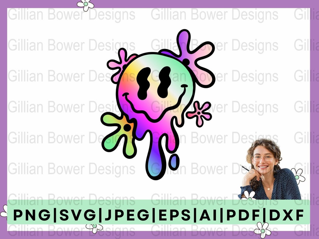 Melting Smiley Face Bubble Goth Grunge Graffiti Psychedelia Clipart ...
