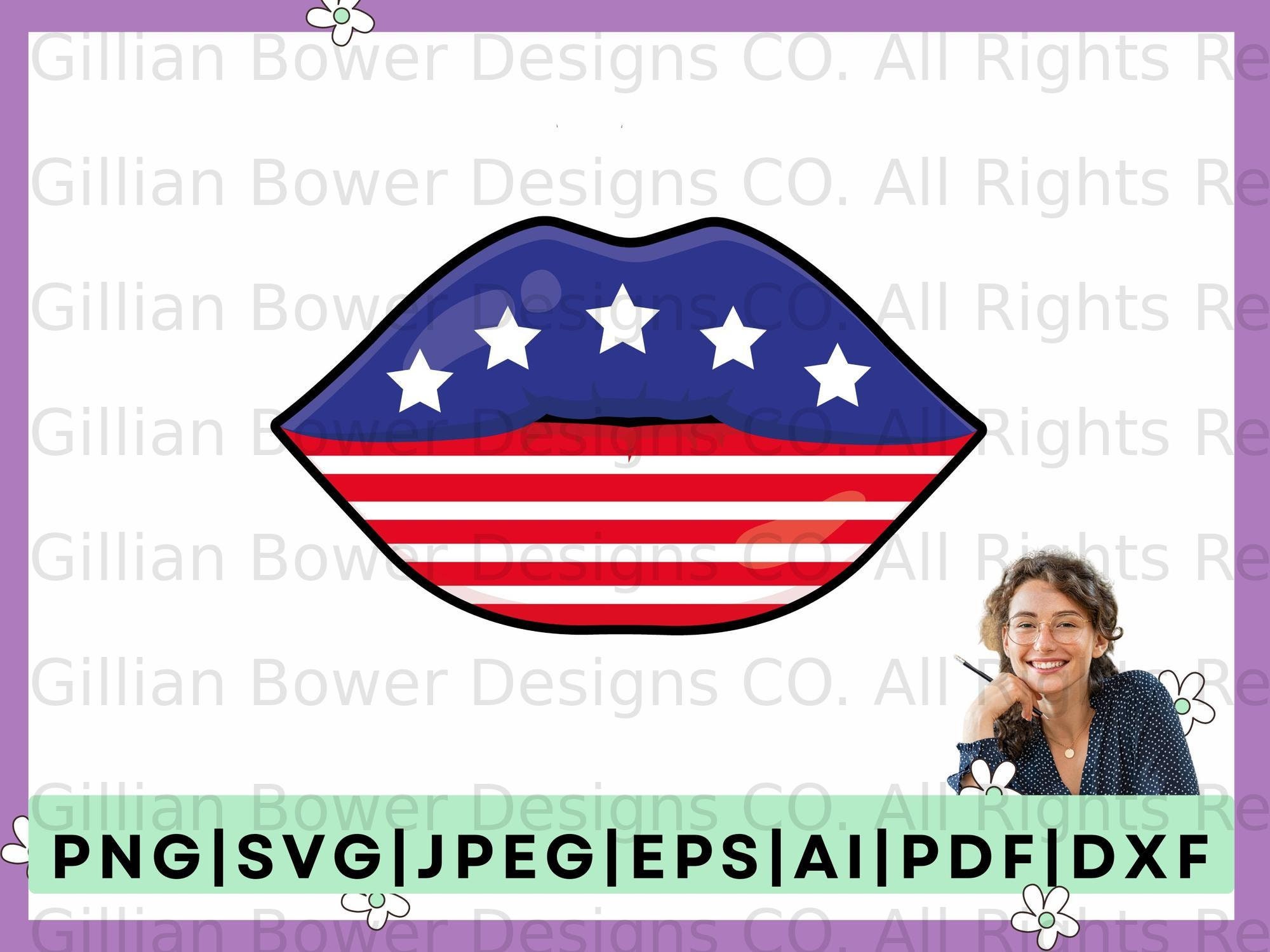 Patriotic American Lips Digital Download Files - Etsy