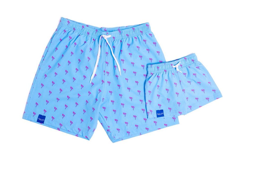 Captain & Cub Father Son Neon Flamingo Print Matching Swimsuits - Etsy