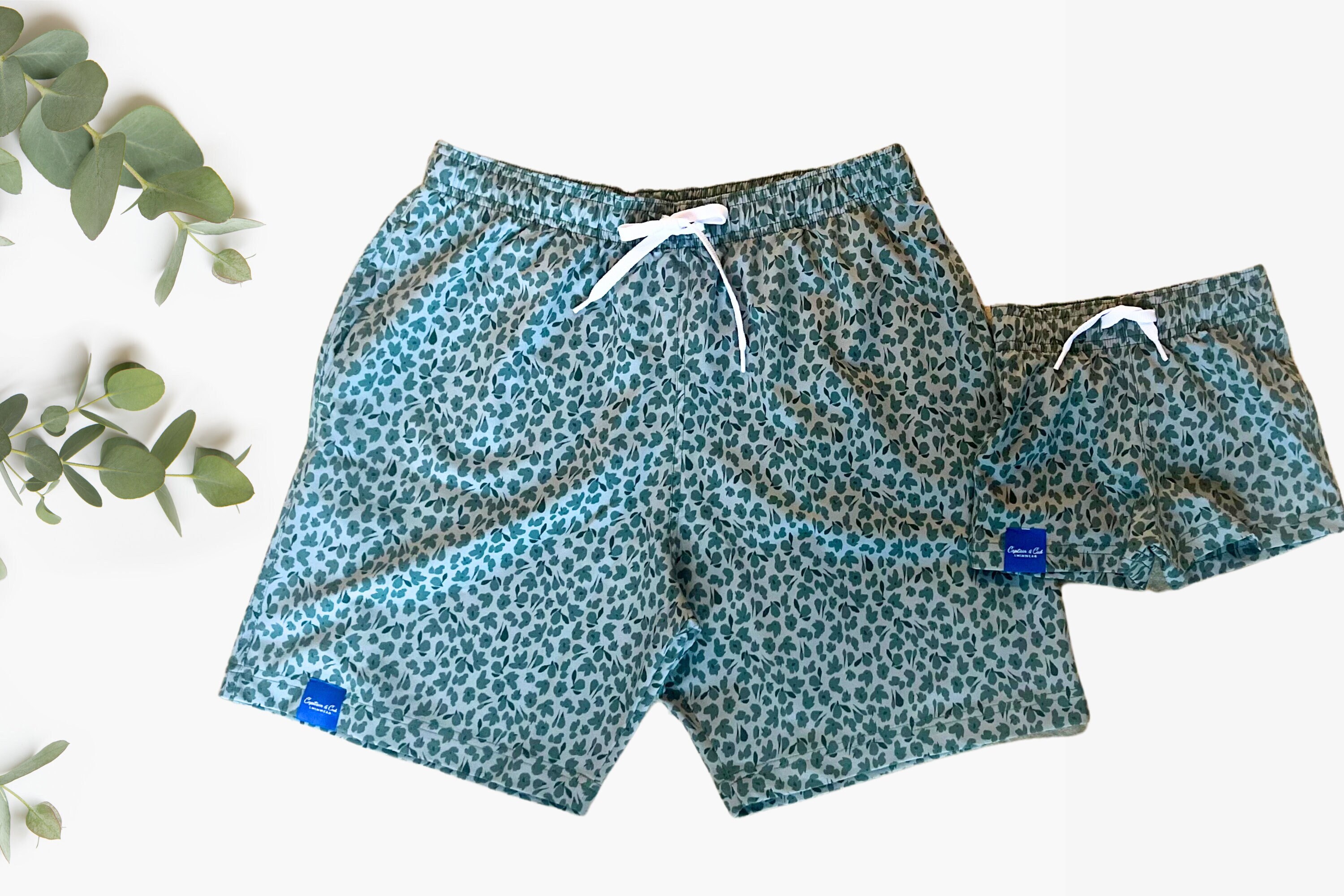Captain & Cub Father Son Green Floral Matching Swimsuits - Etsy