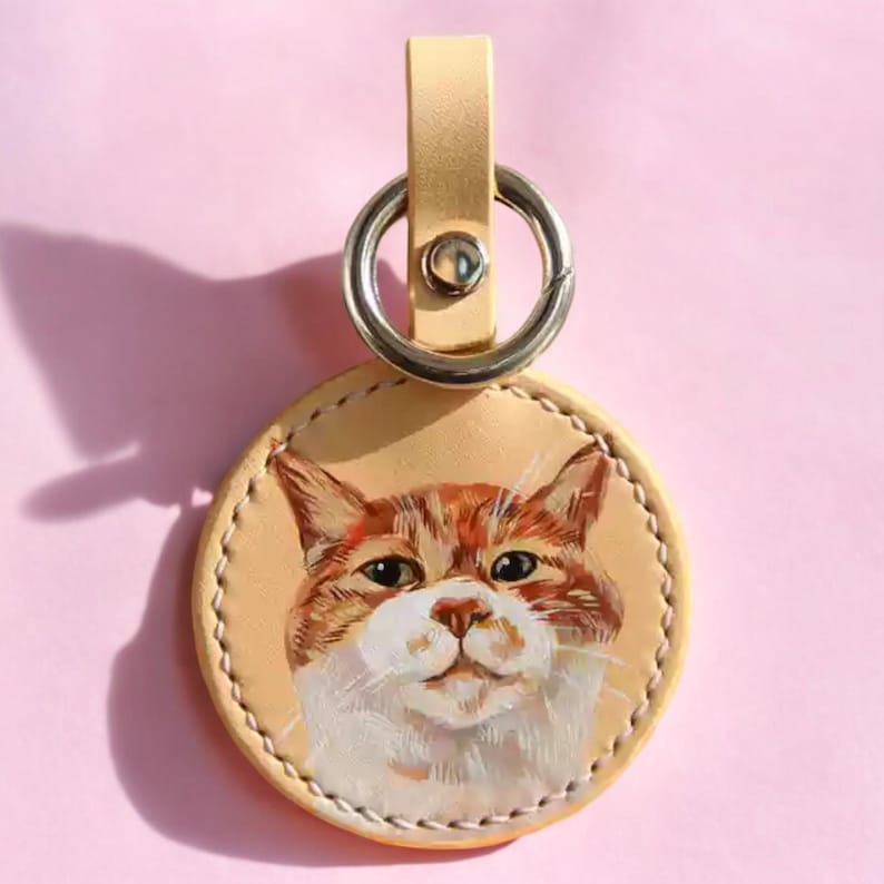 Personalized Leather Luggage Tag With Hand-painted Pet Portrait ...