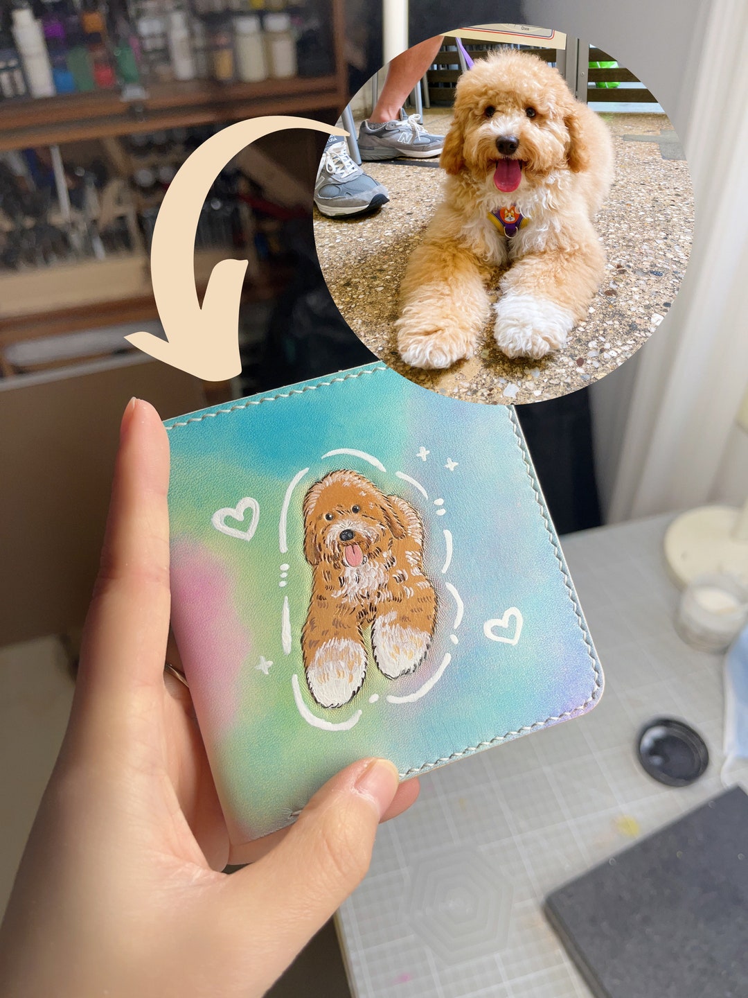 Custom Hand-tooled Leather Wallet - Personalized Pet Portrait, Bifold ...