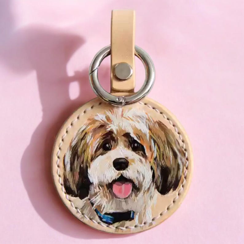 Personalized Leather Luggage Tag With Hand-painted Pet Portrait ...
