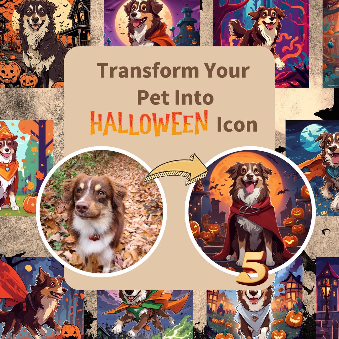 Personalized Halloween Pet Portrait Ai-enhanced Spooky Art of YOUR PET ...