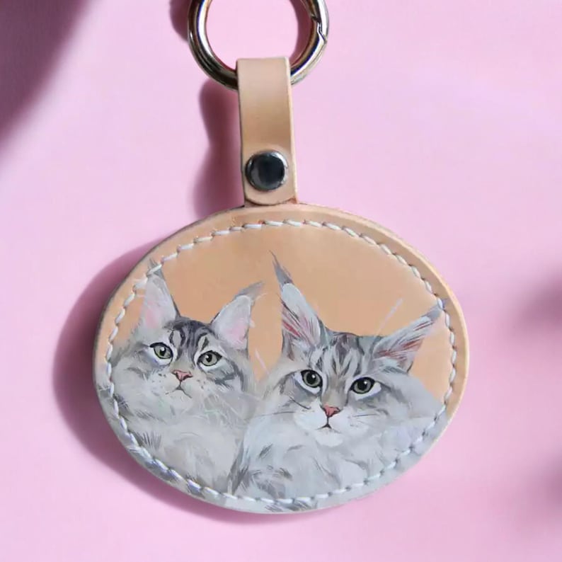 Personalized Leather Luggage Tag With Hand-painted Pet Portrait ...