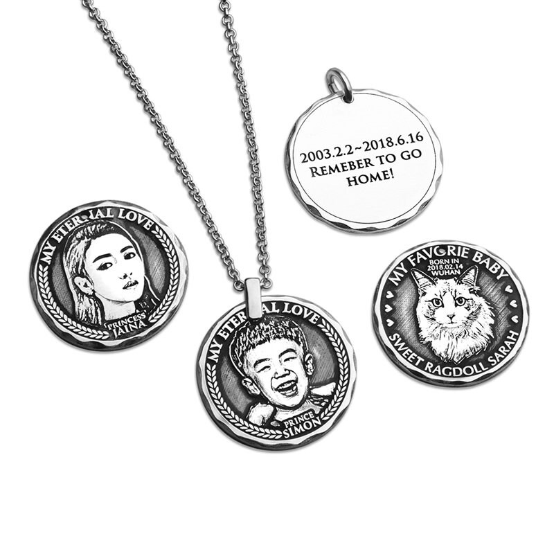 Custom Pet Coin Necklace, Sterling Silver Pendant, Custom Necklace Coin ...