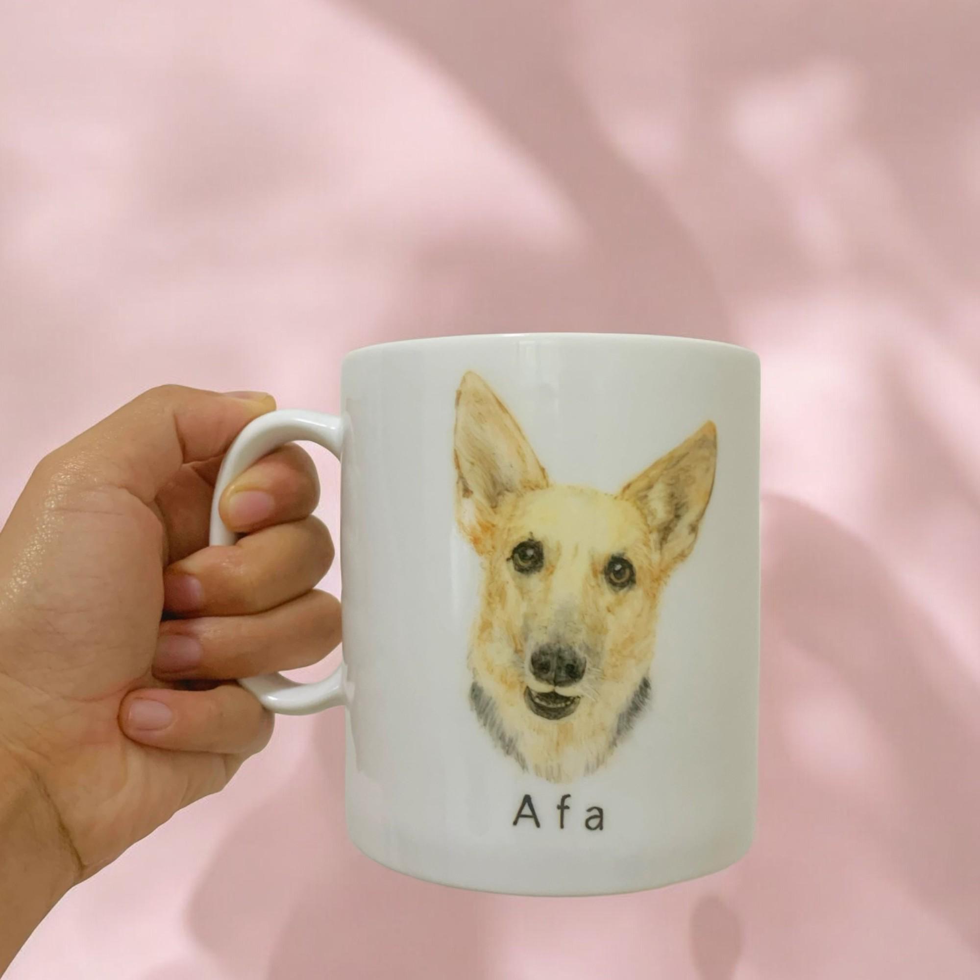 Personalized Hand-painted Pet Portrait Mug | Custom Ceramic Dog Cat ...
