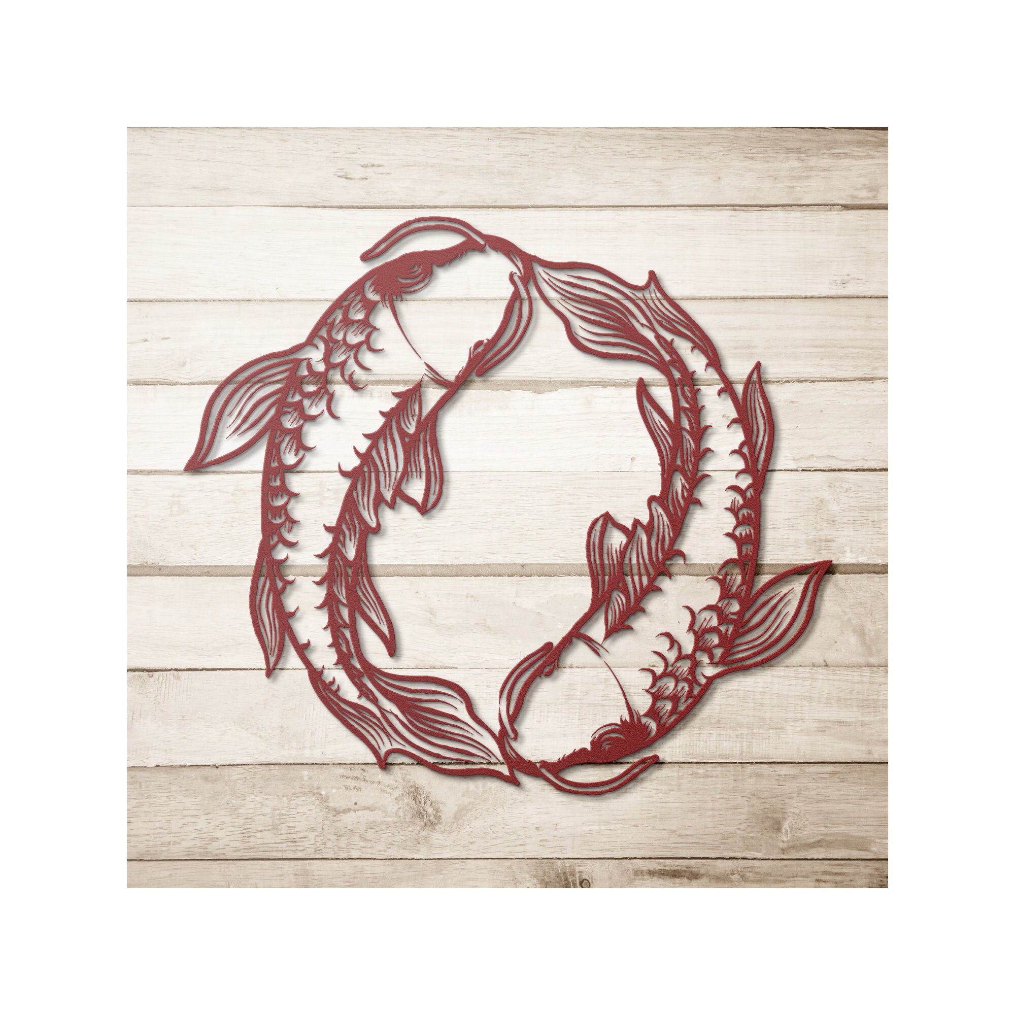 Die-cut Metal Koi Fish Yin and Yang Wall Art, 18-gauge Interconnected ...
