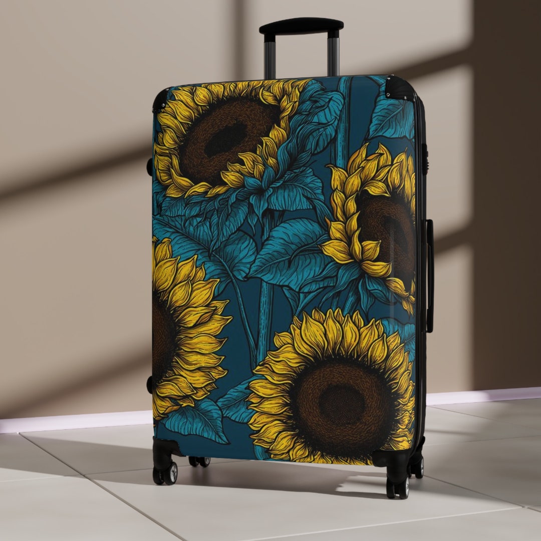 Sunflower Pattern Luggage With Wheels, Sunflower Art Travel Bag, Gift ...