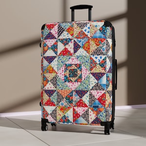 Patchwork Quilt Pattern Hard Case With Wheels for Grandma, Mom and ...