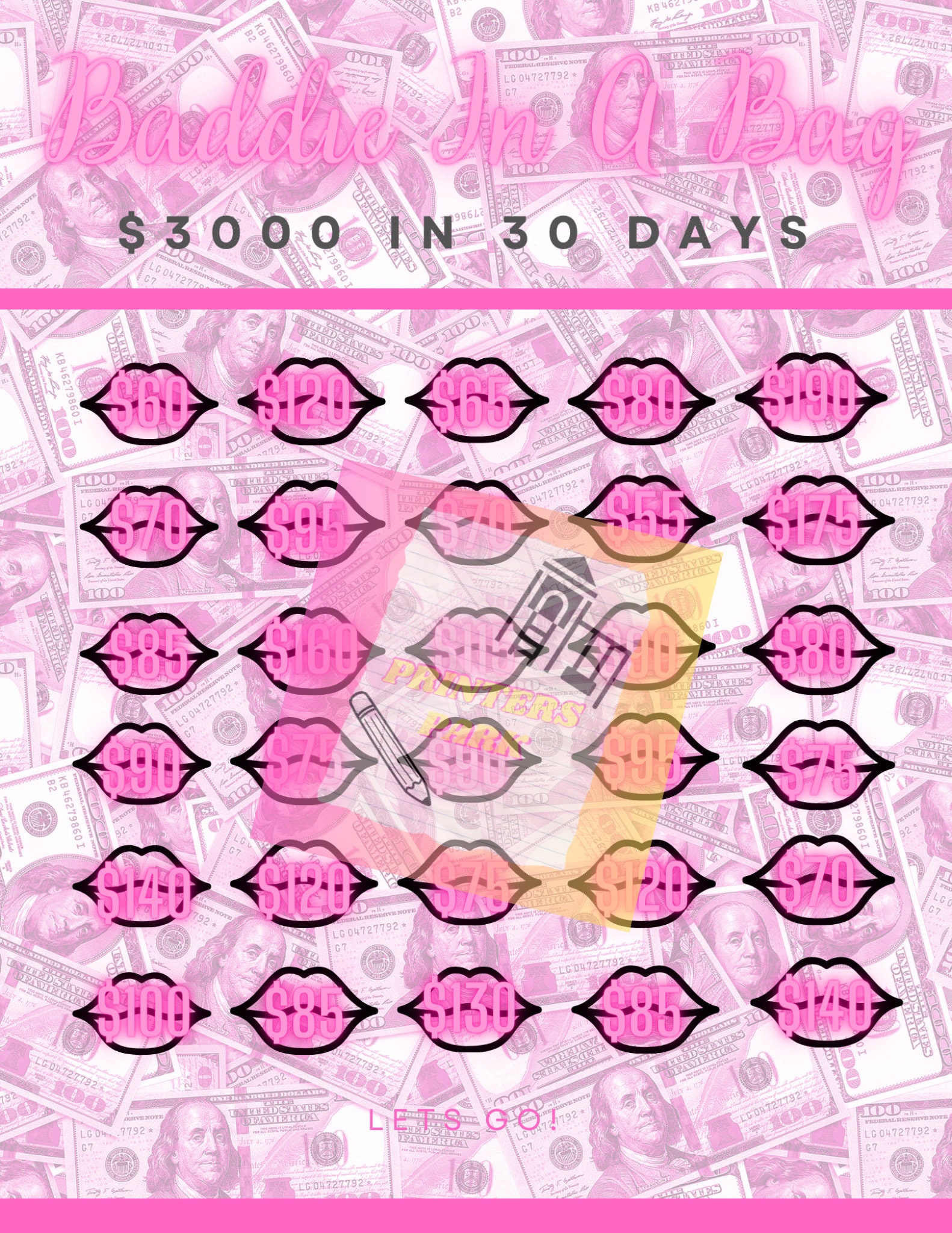 3000 Dollars Baddie Money Savings Challenge Digital Download - Etsy UK